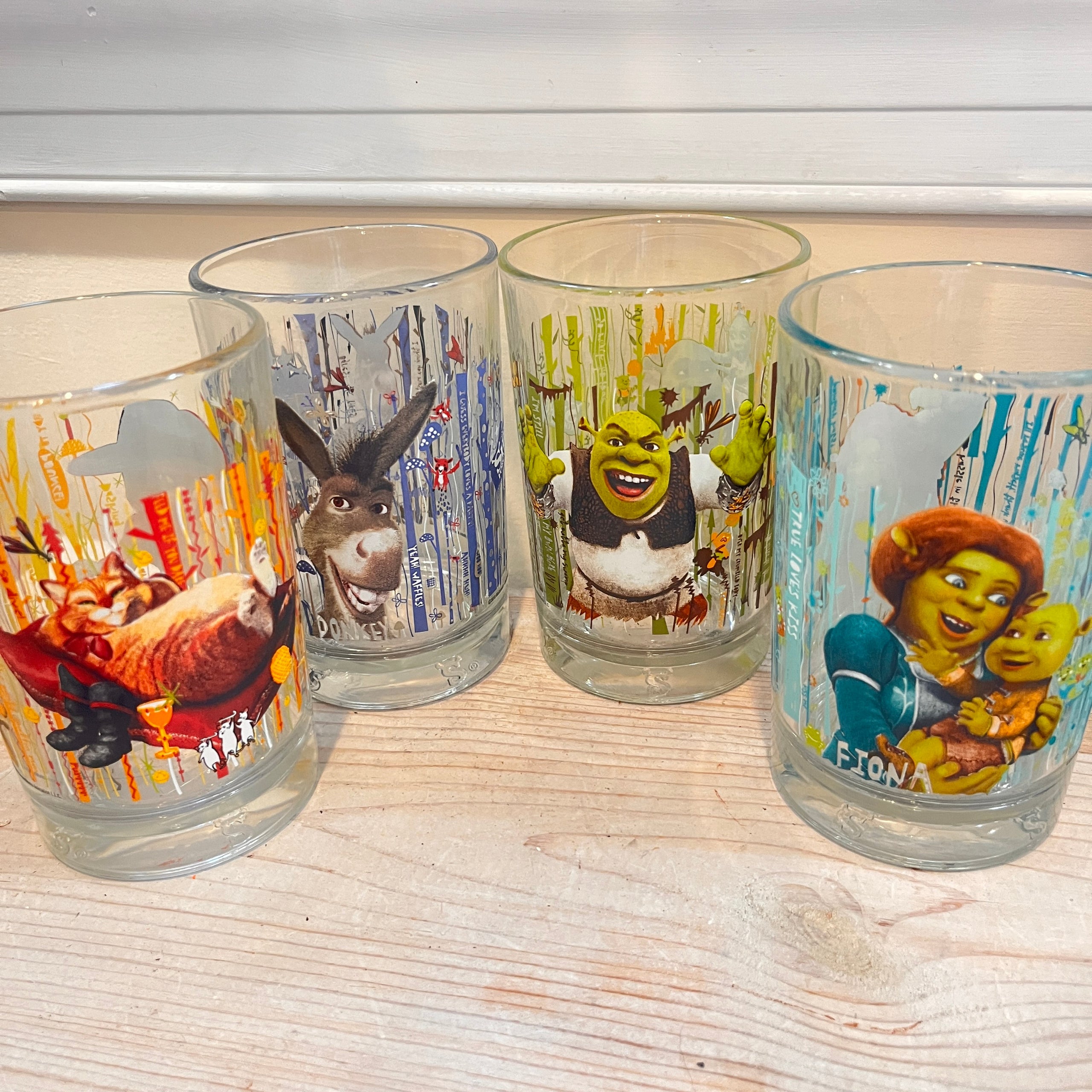 4 Shrek Beverage Glasses | Time's Tin Cup Vintage Emporium